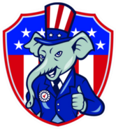 Republican Elephant Mascot Shield Sticker
