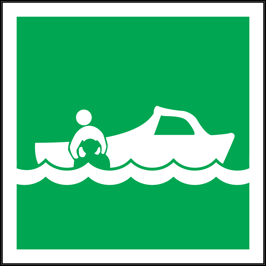 Rescue Boat Icon Sign Sticker