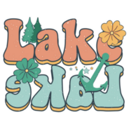 Retro Blue & Pink Lake Lettering Sticker Sticker