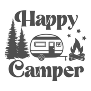 Retro Happy Camper RV Lettering Sticker