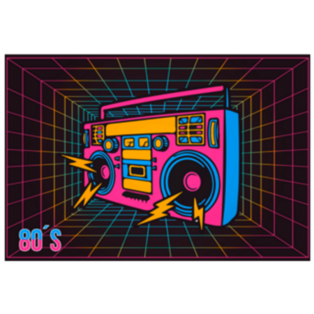 Retro Pop 80's Party Recorder Neon Sticker