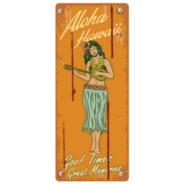Retro Tin Sign, Hula Girl Playing Ukulele Sticker