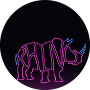 Rhino Written In The Shape Of A Rhino Neon Sticker
