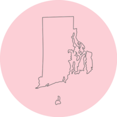 Rhode Island Map In Pink Sticker