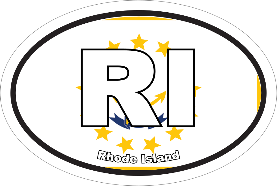 Rhode Island Ri State Flag Oval Sticker