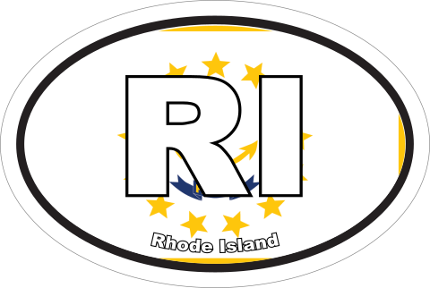 Rhode Island Ri State Flag Oval Sticker - 50+ Color Options!