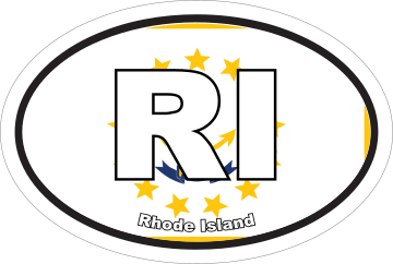Rhode Island Ri State Flag Oval Sticker - 50+ Color Options!