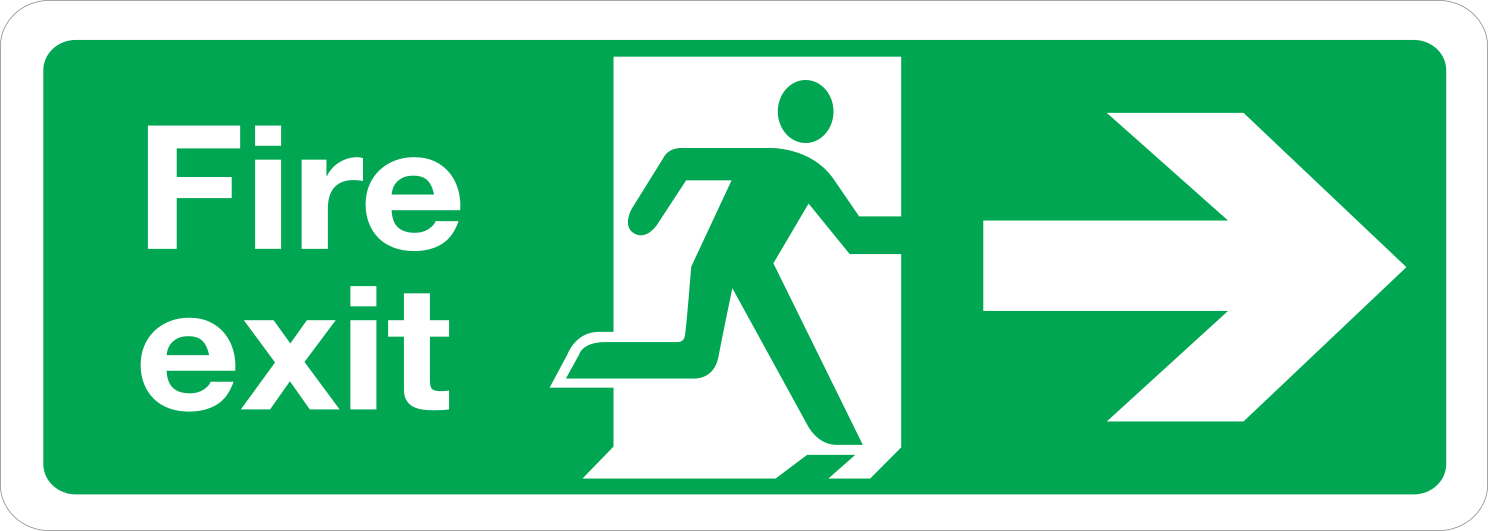 Right Fire Exit Sign Sticker - 50+ Color Options!