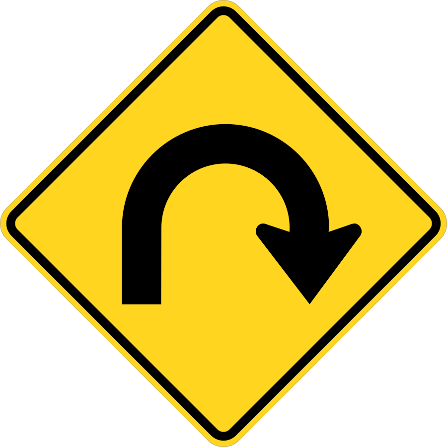 Right U-Turn Curve Sticker
