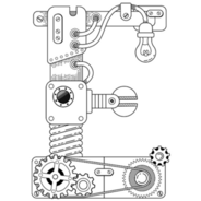 Robot Capital Font E Sticker