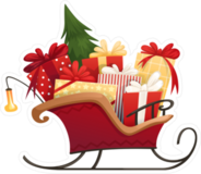 Santa's Sleigh With Christmas Gifts Sticker