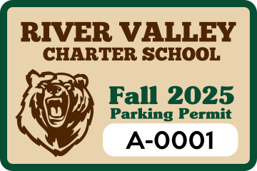 School Mascot Rectangle Parking Permit Sticker - Customizable