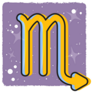 Scorpio - Zodiac Sign On Purple Square Sticker