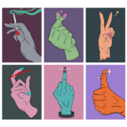 Set Of Cool Hand Art Middle Finger Sticker