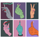 Set Of Cool Hand Art Middle Finger Sticker