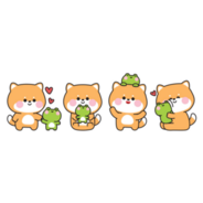 Shiba Inu & Frog Sticker