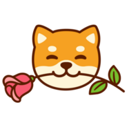 Shiba Inu Holds Rose Sticker