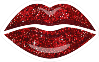 Shimmering Red Painted Lips Sticker