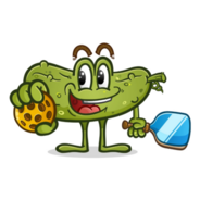 Short Pickle Holding A Pickleball Sticker