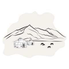 Silhouette Of A Mountain Yurt Mongolia Sticker