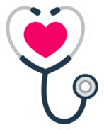 Simple Stethoscope Icon With Heart Shape Sticker