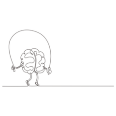 Single Continuous Line Drawing Brain Rope Jumping Sticker