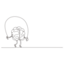Single Continuous Line Drawing Brain Rope Jumping Sticker
