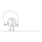 Single Continuous Line Drawing Brain Rope Jumping Sticker
