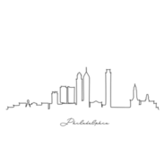 Single Line Drawing Of Philadelphia Skyline Lettering Sticker