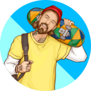 Skater Boy Hipster Holding Skateboard Sticker