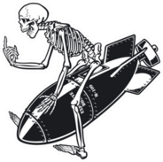 Skeleton Riding On Air Bomb Sticker