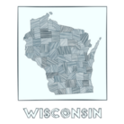Sketch Map Of Wisconsin Grayscale Sticker