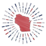 Sketch Map Of Wisconsin Sunburst Sticker