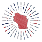 Sketch Map Of Wisconsin Sunburst Sticker