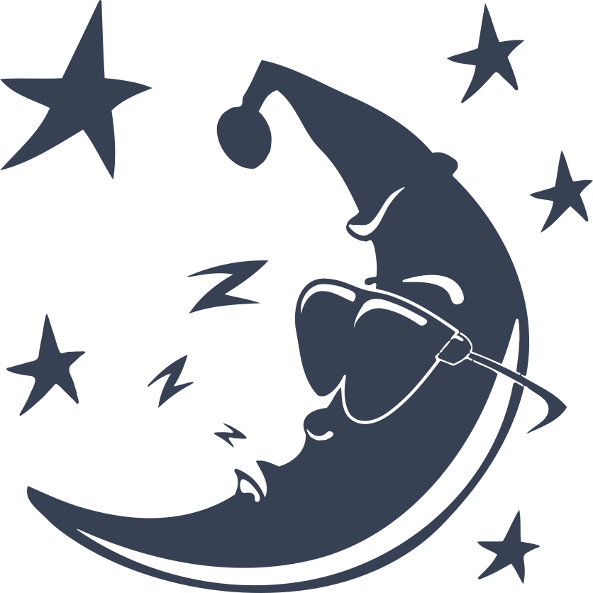 Vibrant, High-Quality Sleeping Moon With Stars And Glasses Stickers