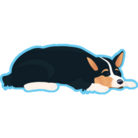 Sleeping Tricolor Corgi Sticker