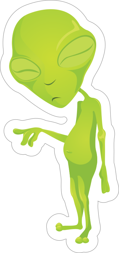 Sleepy Green Alien Sticker - 50+ Color Options!