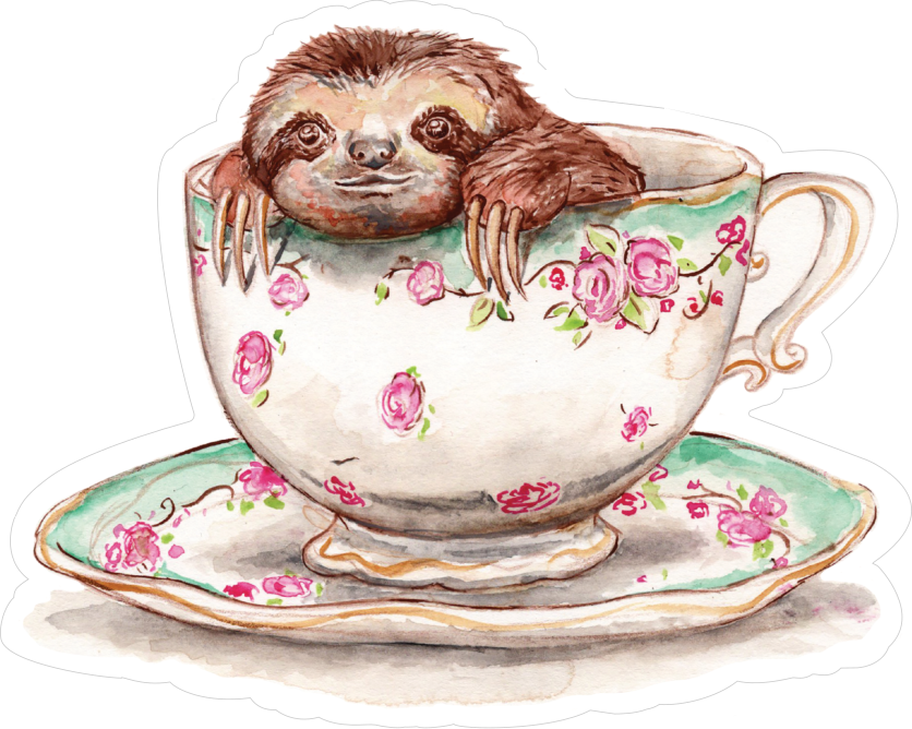 Order Your Sloth In A Teacup Sticker Today - Free Shipping!