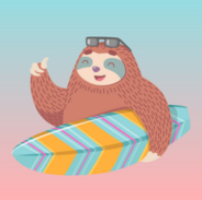 Sloth With Surf Board Sticker