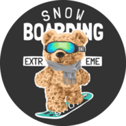 Snowboarding Teddy Bear "Extreme" Illustration Sticker