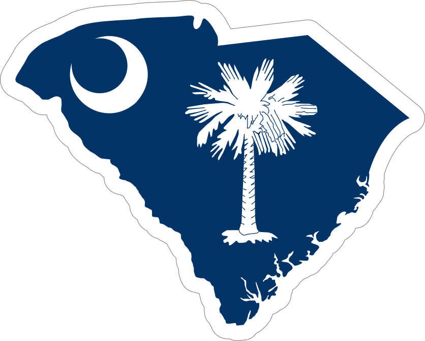 South Carolina Flag State Sticker - 50+ Color Options!