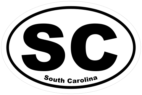 South Carolina Sc Oval Sticker - 50+ Color Options!