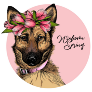 Spring German Shepherd Sticker