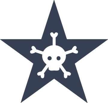 Star With Skull And Five Bones Sticker - 50+ Colors!