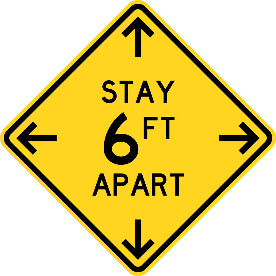 Stay 6 Ft Apart Caution Sign Floor Sticker