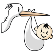 Stork And Baby Face Sticker