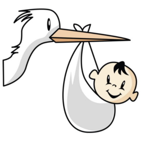 Stork And Baby Face Sticker