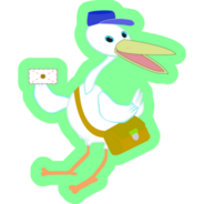 Stork Postman On Bright Green Sticker
