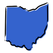 Stylized Blue Sketch Map Of Ohio Sticker