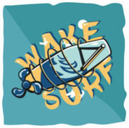 Summer Wakeboarding Typography Sticker